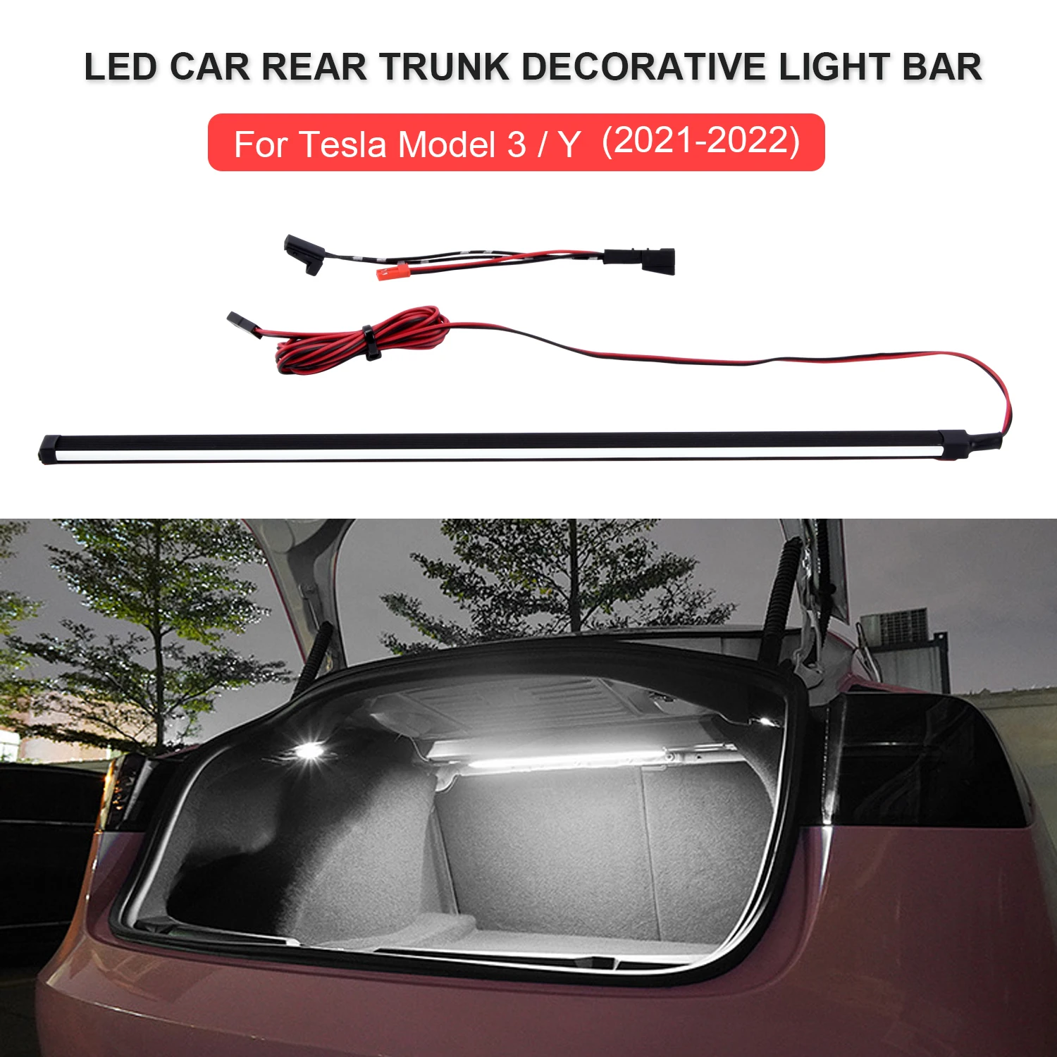 For Tesla Model 3 LED Car Trunk Light Atmosphere Light モデル3 Interior ...