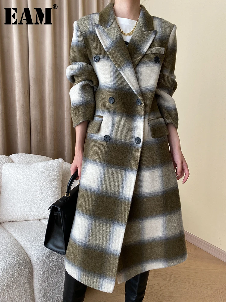 EAM-Loose-Fit-Brown-Plaid-Big-Size-Long-Woolen-Coat-New-Lapel-Long ...