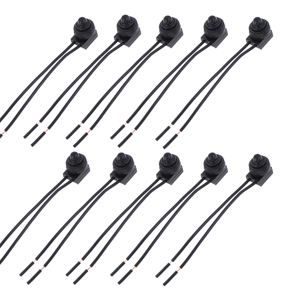 10PCS AC250V Waterproof Push Button On-Off Switch With 4" Lead Wire ...