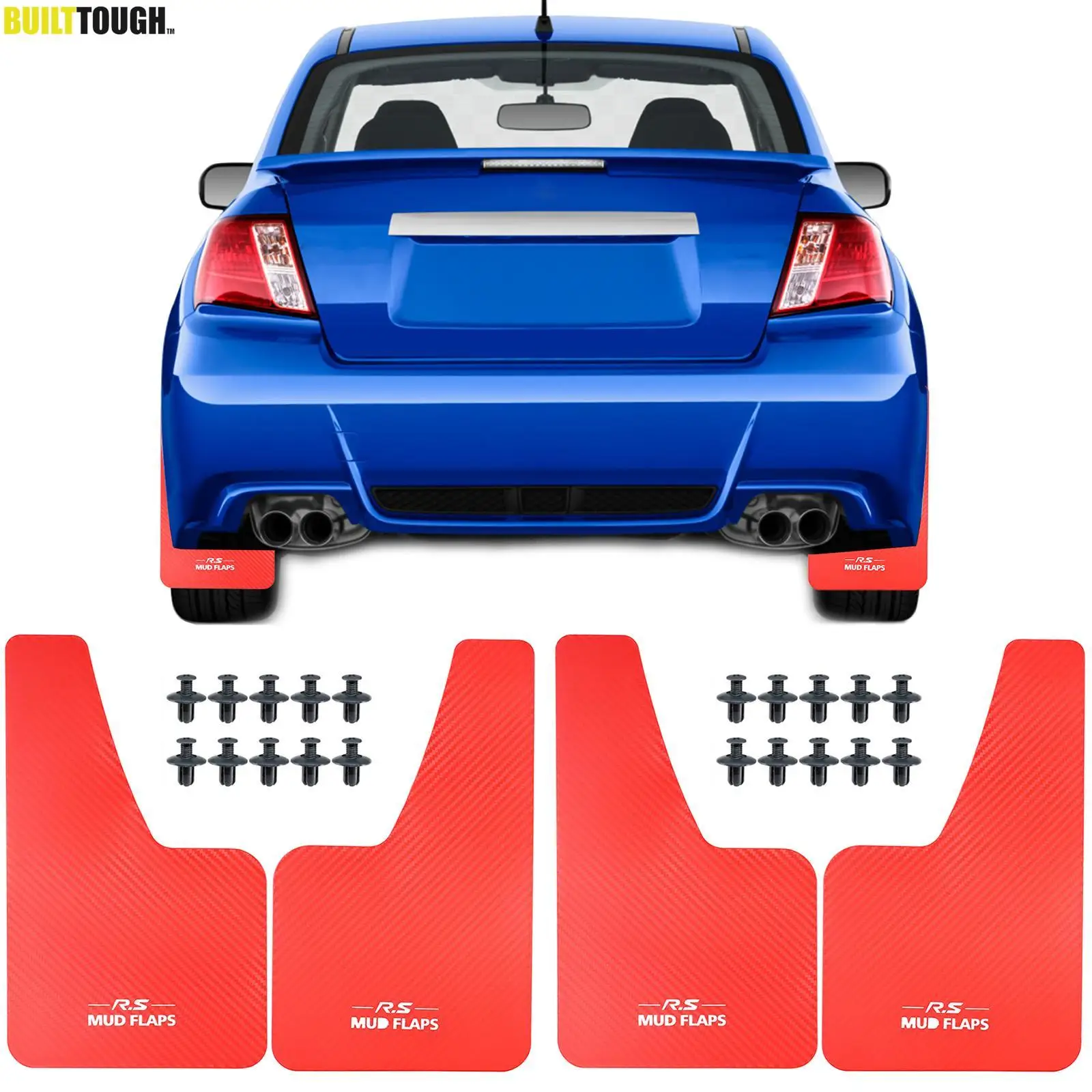 Set-Car-Universal-RED-Carbon-Fiber-Effect-Splash-Guards-Mud-Flaps ...