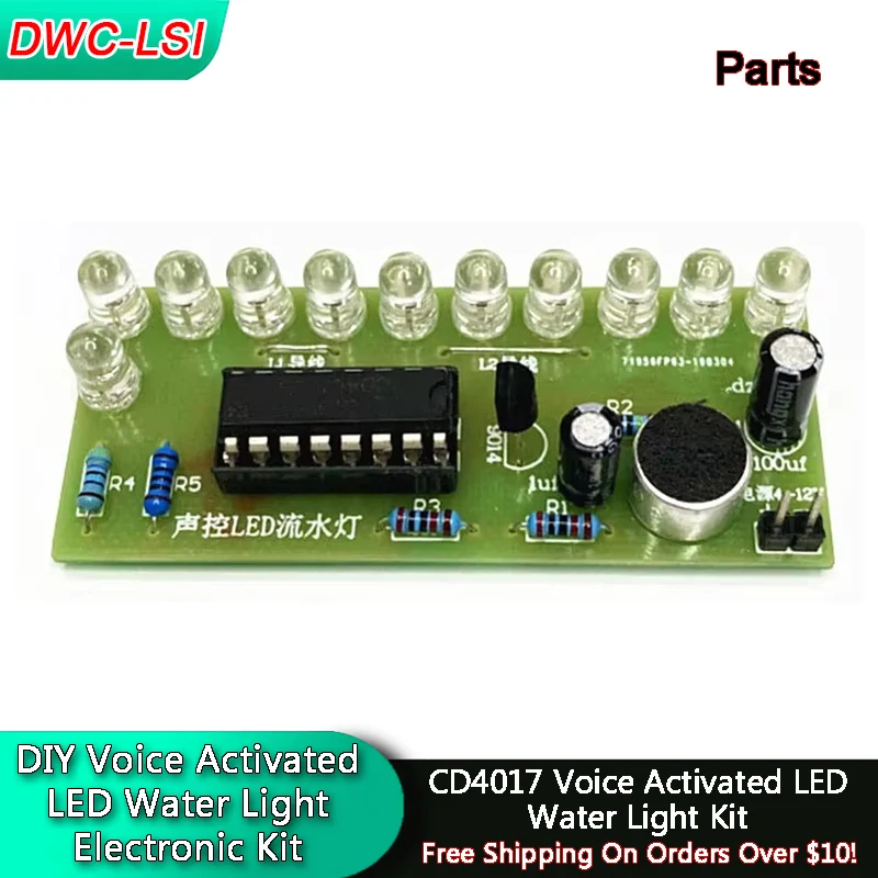 DIY Electronic Kit Module Voice Activated LED Water Light Kit CD4017 ...