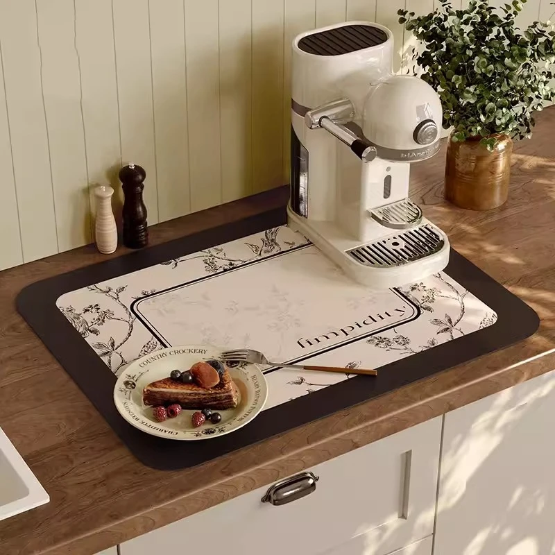 Kitchen-Drain-Pad-Anti-slip-Coffee-Dish-Draining-Mat-Super-Absorbent ...