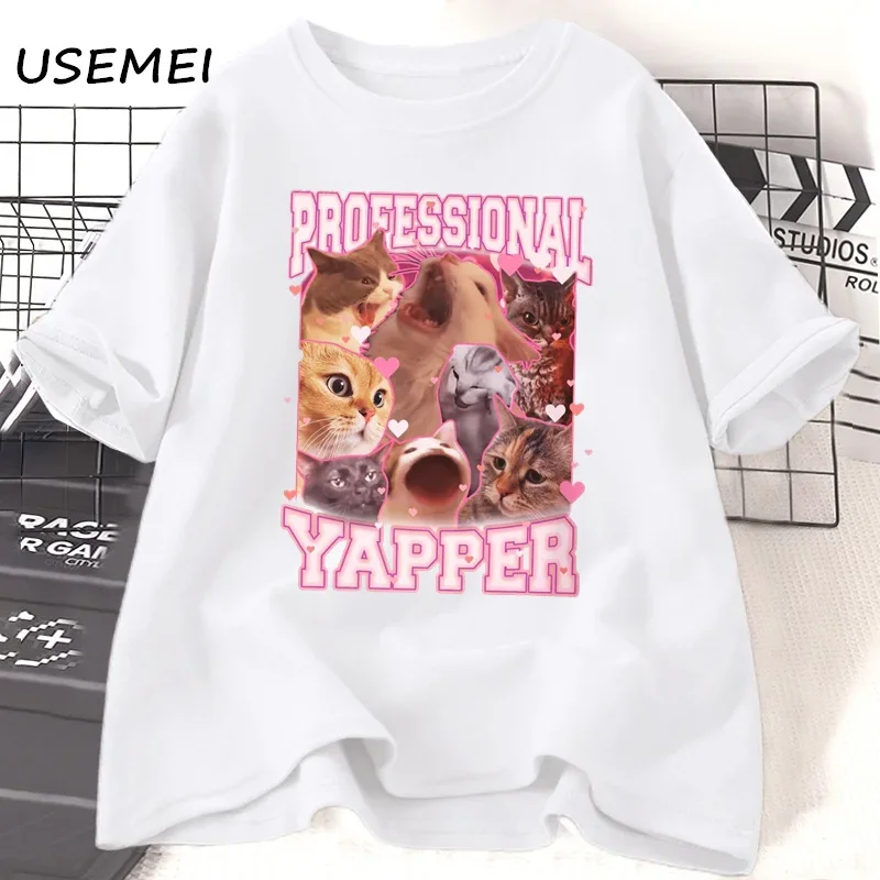 Professional-Yapper-Meme-Cat-Graphic-T-Shirts-Funny-Cotton-Cute-Kitten ...