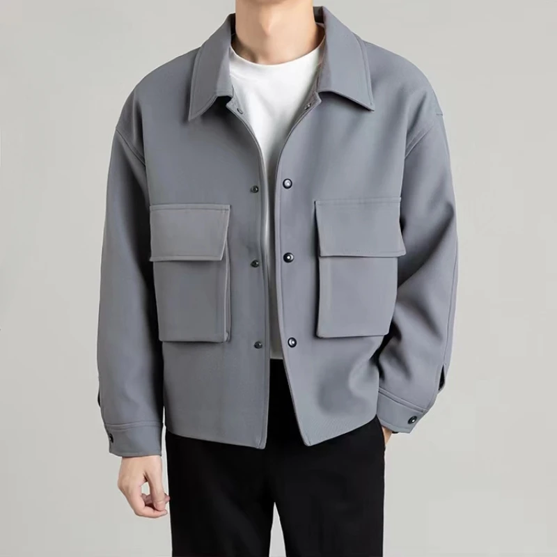 Spring-Autumn-Lapel-Big-Pocket-Tooling-Jacket-Men-Coat-Men-s-Causal ...