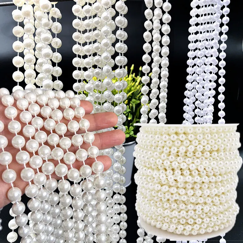 2/5/10Meters Pearl Bead String Imitation Pearls Chain Craft Ivory Faux ...