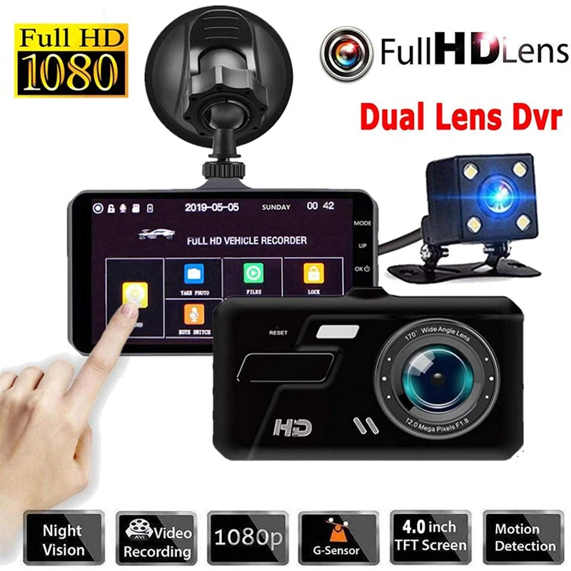 4-Inch-Touch-Screen-Dash-Cam-1080P-Car-DVR-Dual-Lens-Car-Camera-Dashcam ...
