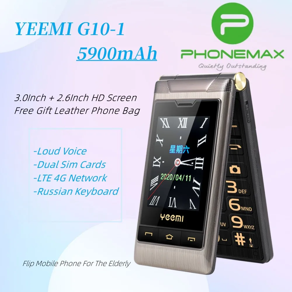 YEEMI G10-1 LTE 4G WCDMA 3G Flip Mobile Phone Real 1800mAh Battery ...