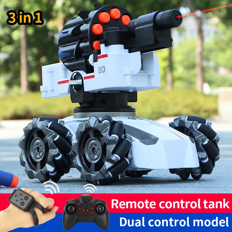 3 Head Tank 4wd Stunt Remote Control Car Rc Water Bomb Tank Toy Gesture ...