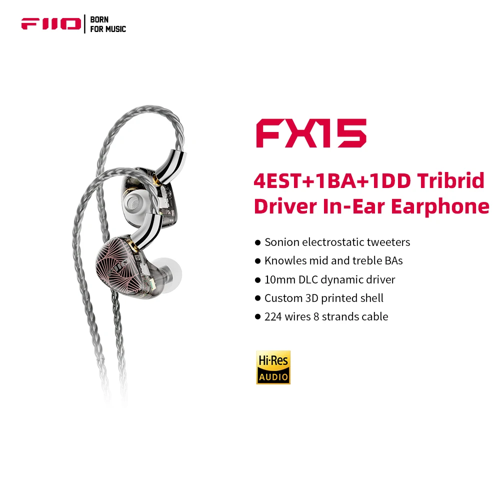 FiiO-FX15-HiFi-fone-de-ouvido-intra-auricular-Drivers-Tribrid-Earbuds ...