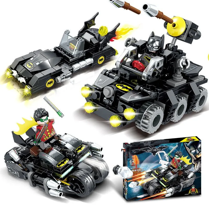 Batmobile 슈퍼 영웅 추적 조커 차량 자동차 무기 피규어 빌딩 블록 세트 클래식 영화 모델 벽돌 장난감 어린이