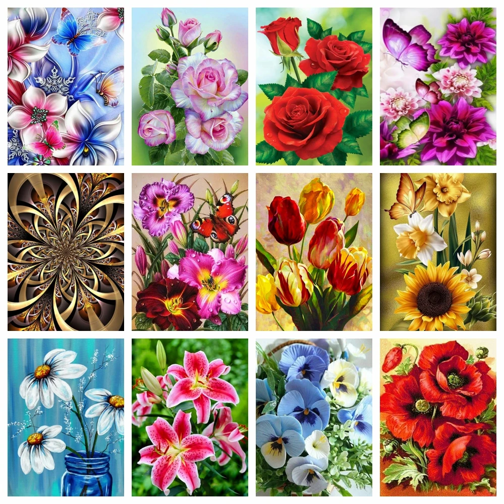 AZQSD-Diamond-Painting-5d-Flower-Mandala-Mosaic-Needlework-Full-Kits ...