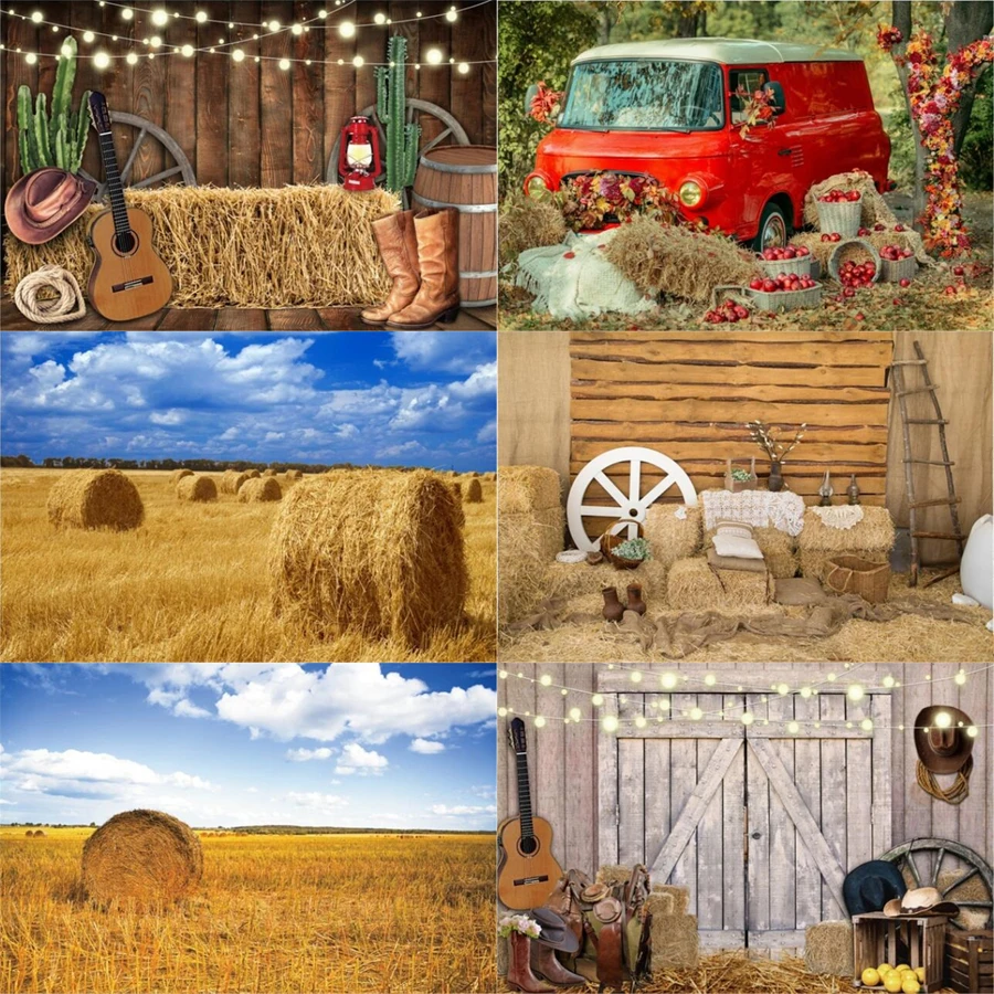 Photography-Backdrop-Farm-Barn-Wooden-Door-Warehouse-Field-Haystack ...