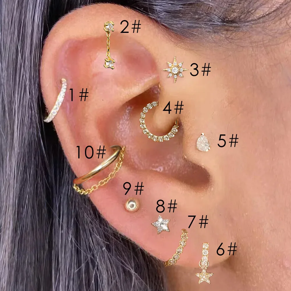 1pc-Stainless-Steel-Helix-Daith-Star-Clicker-Ring-With-Chain-Earrings ...