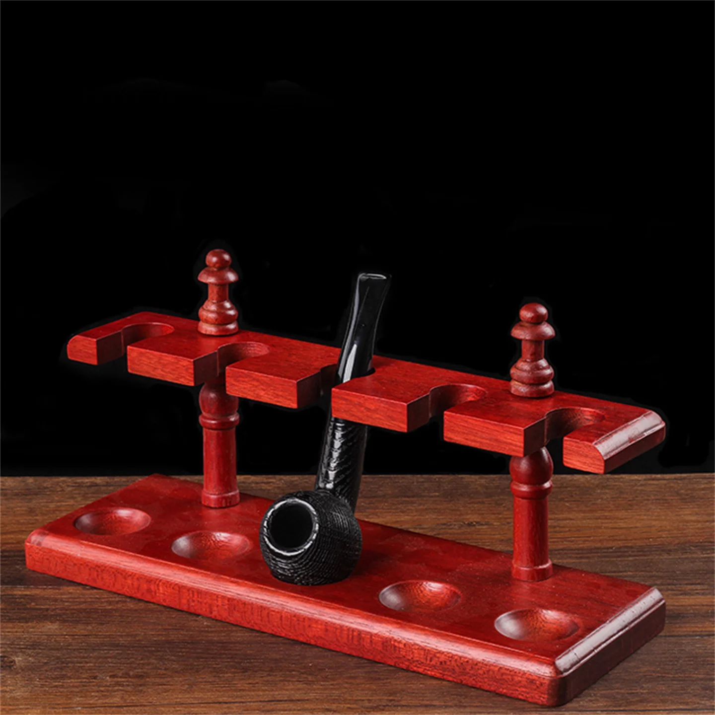 Solid Rosewood 5-Slot Mortise & Tenon Pipe Rack - Detachable Pipe ...