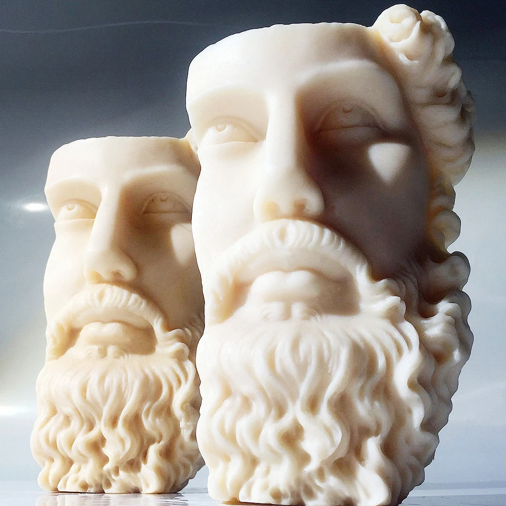 Greek-Abstract-Art-Half-Head-Portrait-Candle-Mold-Half-Face-Beard-Man ...