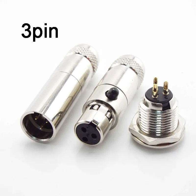 Mini-XLR-3Pin-Male-Female-Connector-Panel-Chassis-Socket-Screw-Mount ...
