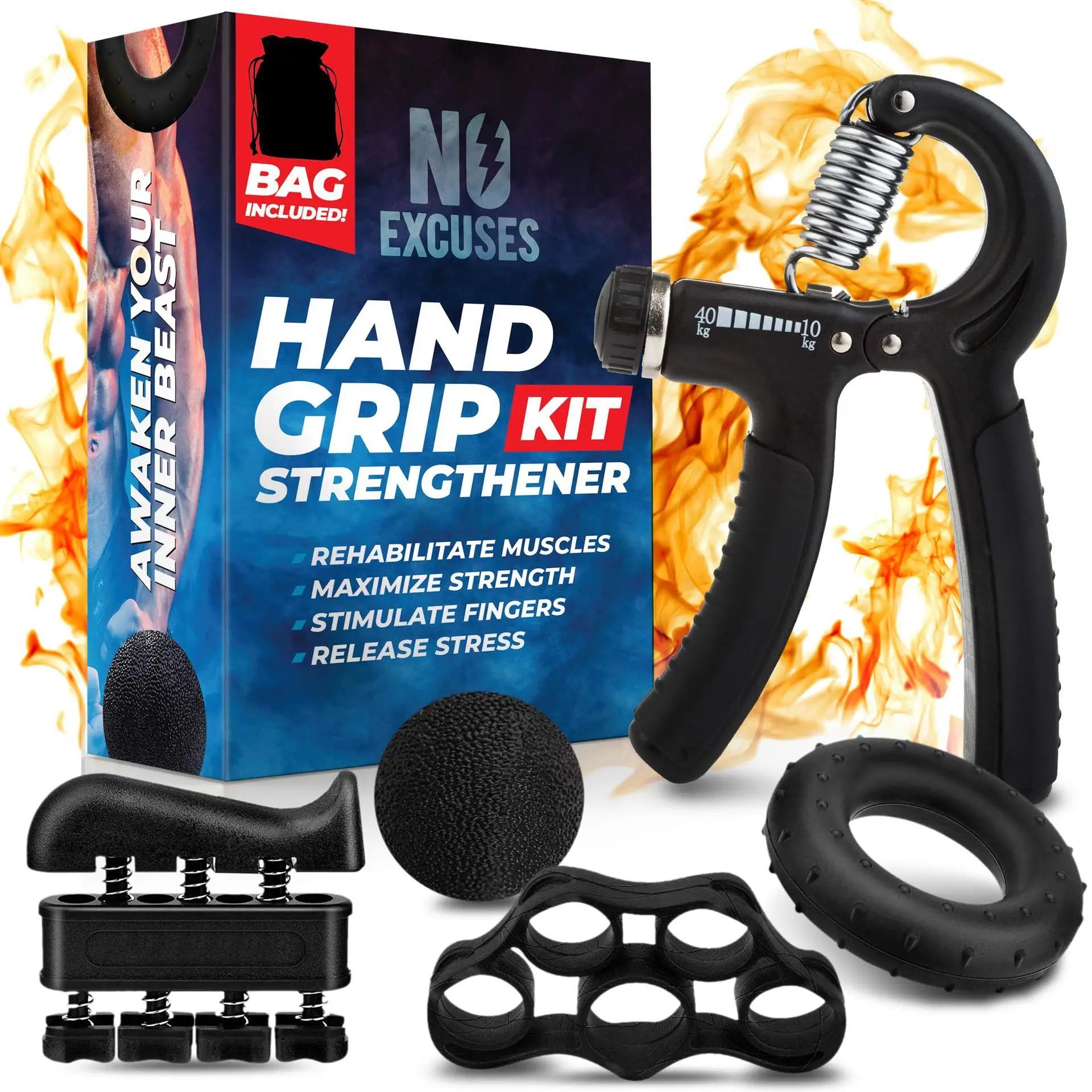 Adjustable-Count-Hand-Grip-Set-Gym-Fitness-Finger-Forearm-Strength ...