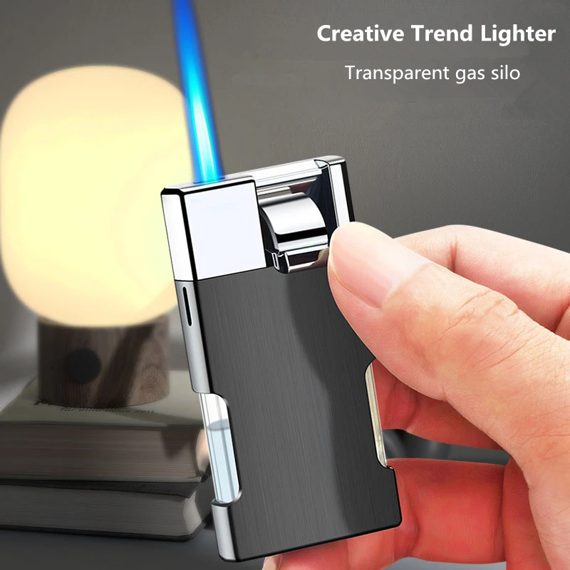 Creative-Windproof-Direct-Blue-Flame-Lever-Press-Ignition-Visible ...