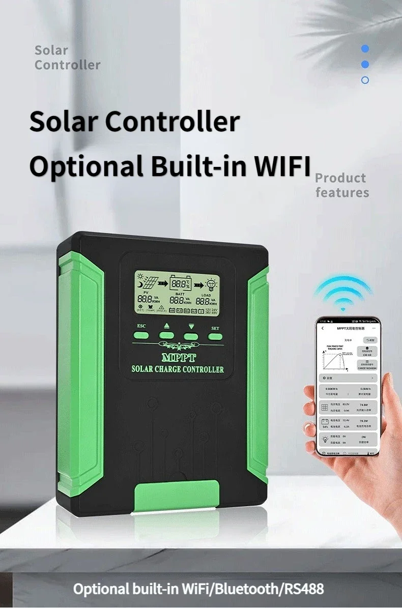 12 В/24 В/36 В/48 В WIFI MPPT контроллер заряда солнечной батареи 40/50 ...