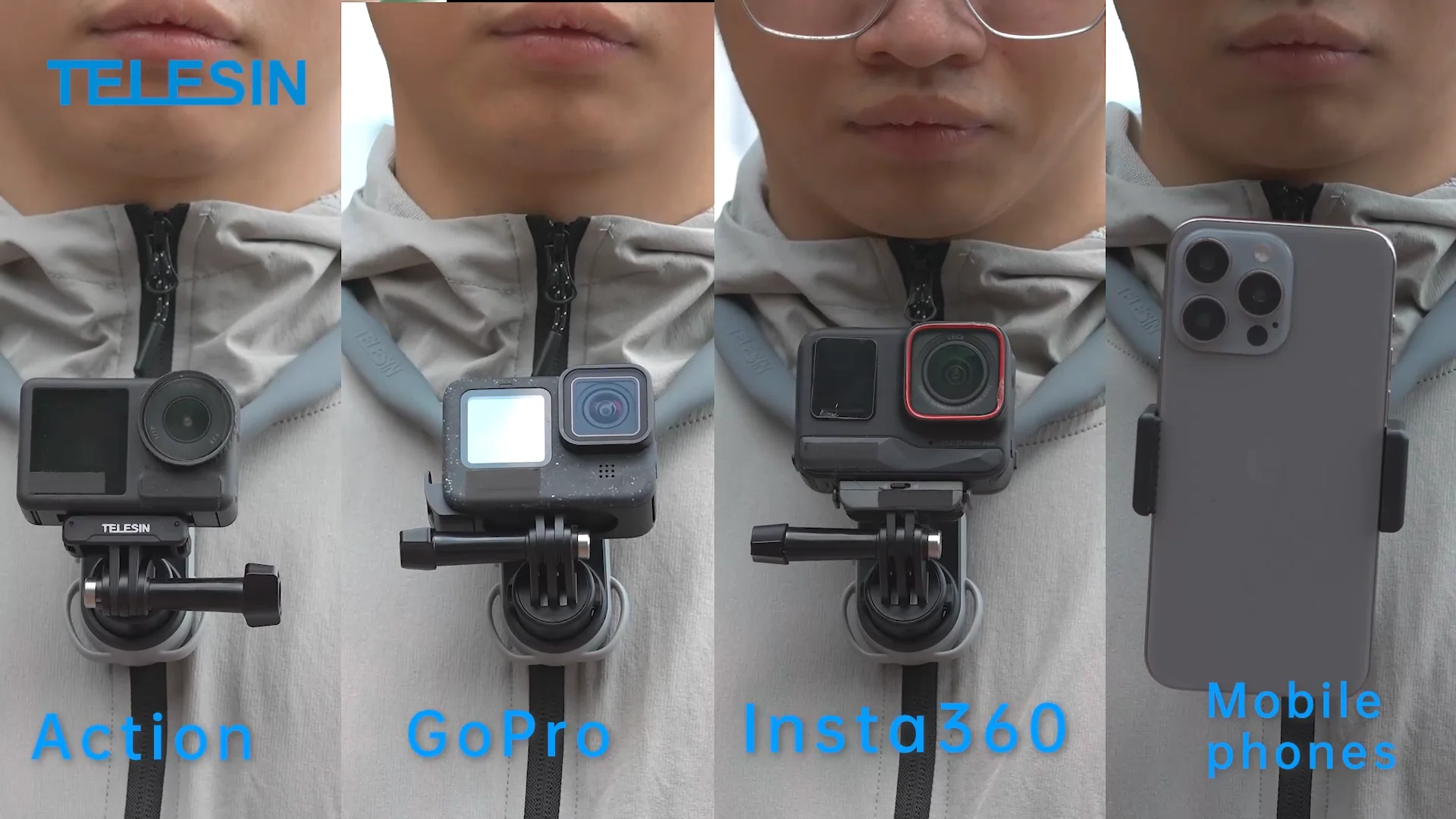 TELESIN Quick Release Silicone Neck Mount with Chest Strap for GoPro ...