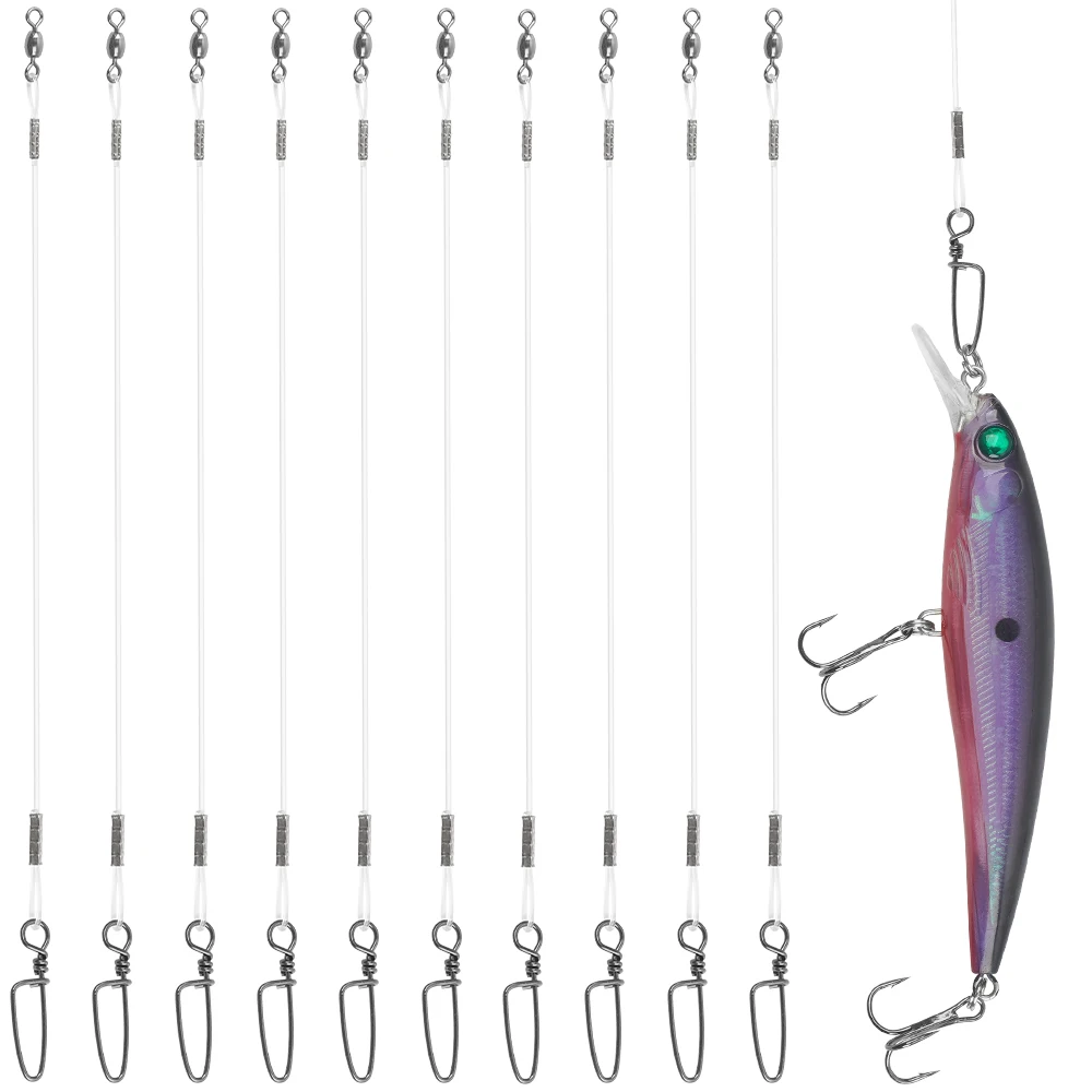 10Pcs Fluorocaron Fishing Leaders 20LB-50LB Fluorocarbon Wire Leader ...