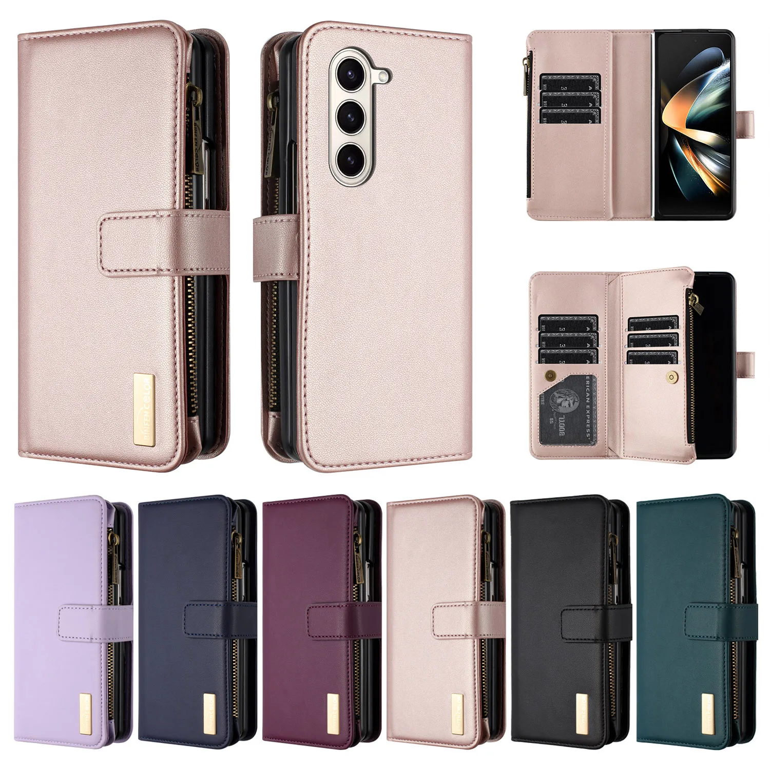 Zipper-Leather-Card-bag-Wallet-Cover-For-Samsung-Galaxy-Z-Fold-5-4-3-5G ...