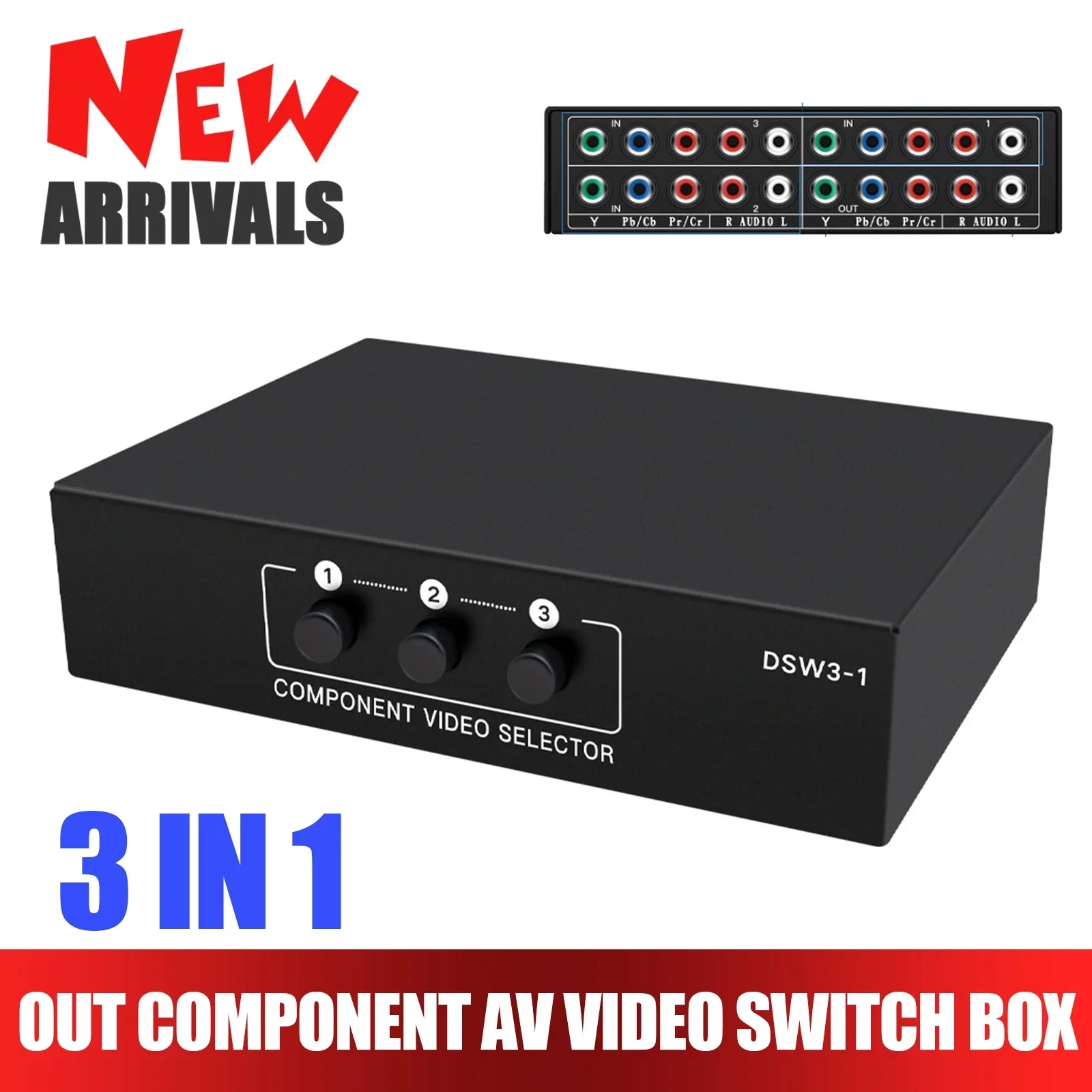 3X1-RGB-Component-Switch-Selector-Video-Audio-Switch-5-RCA-3-Way-Ypbpr ...