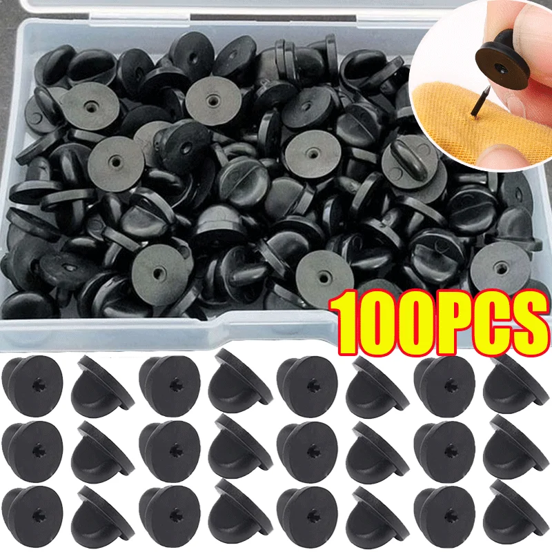 50-100Pcs-Black-PVC-Rubber-Pin-Backs-Butterfly-Clutch-Tie-Tack-Lapel ...