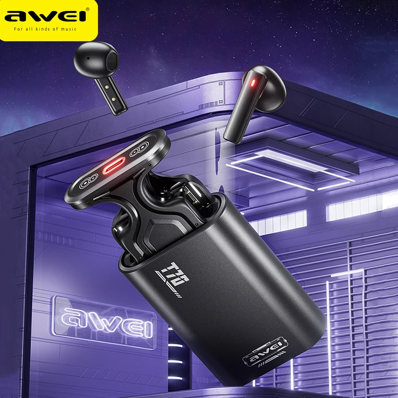 Awei T70 Wireless Bluetooth 5.3 Headset Touch Electric Lifting Earphone ...