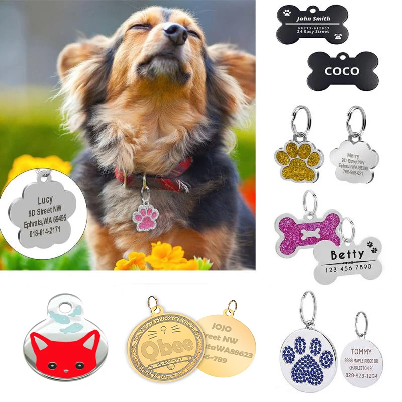 Engraved Pet Tags for Samll Large Cats Dogs Custom Pet Collars ...
