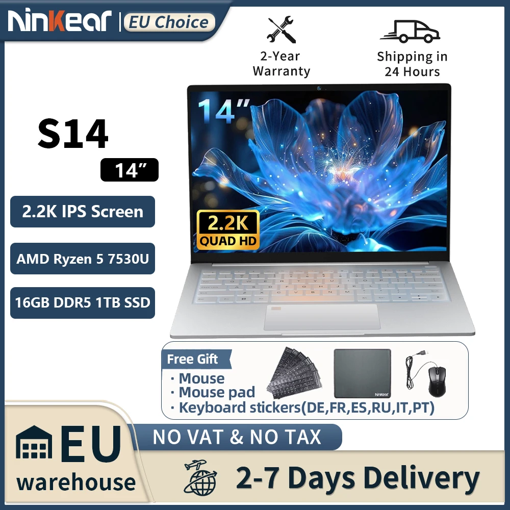 Ninkear S14 Laptop Tablet AMD Ryzen™ 5 7530U 14 Inch 16GB LPDDR5 1TB ...