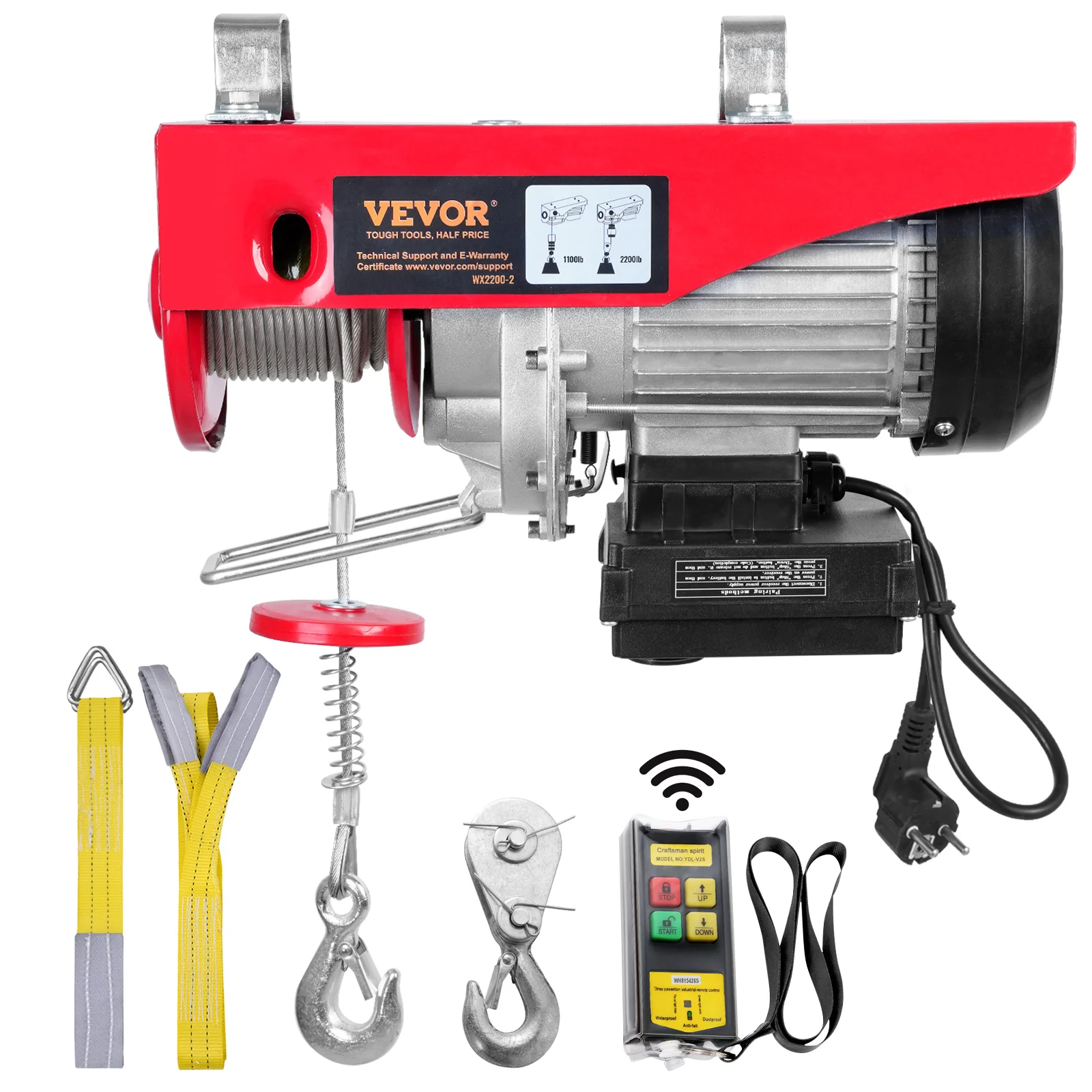 VEVOR-1000kg-Electric-Hoist-Crane-Portable-Lifter-Steel-Wire-Winch-with ...
