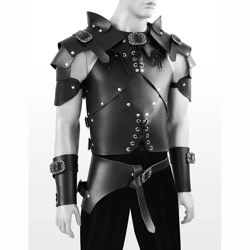 Medieval Viking Knight Gladiator Leather Body Shoulder Armor Set Steampunk Gothic Belt Cuirass ...