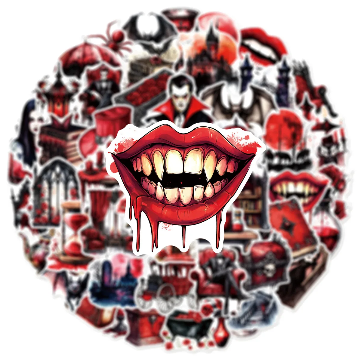 10/30/50PCS Horror Vampire Red Gothic Stickers Funny Graffiti Decals ...