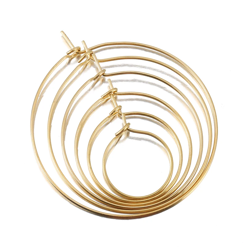 20pcs/lot 15-40mm Gold Stainless Steel Big Circle Wire Hoops Loop ...