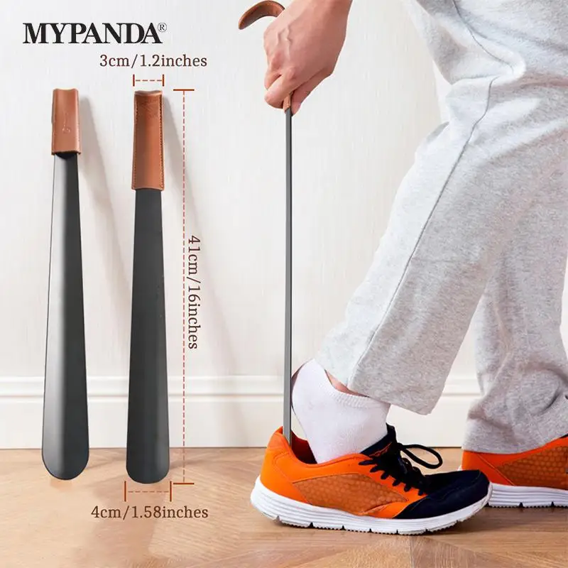19-52cm-Long-Handl-Shoe-Spoon-Stainess-Steel-ShoeHorn-With-Leather ...