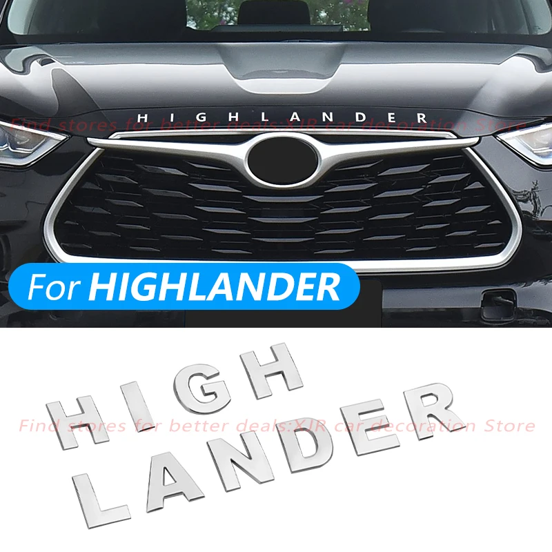For-Toyota-2015-2024-Highlander-black-car-front-face-mark-silver-tail ...