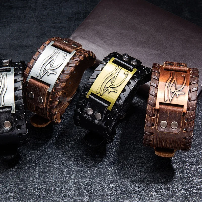 YILUOCD-Viking-Genuine-Leather-Wrap-Bracelets-Punk-Eye-of-Horus ...