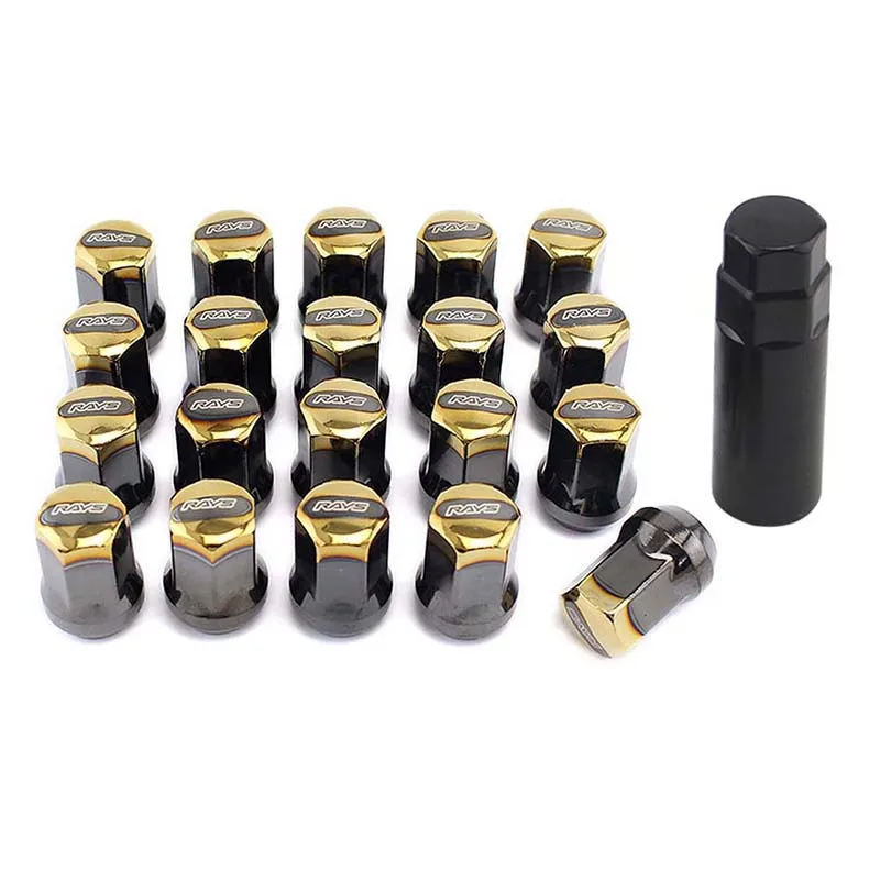 RAYS Wheel Lug Nuts 32mm M12x1.5 New Style Burnt Gold Black JDM Racing ...