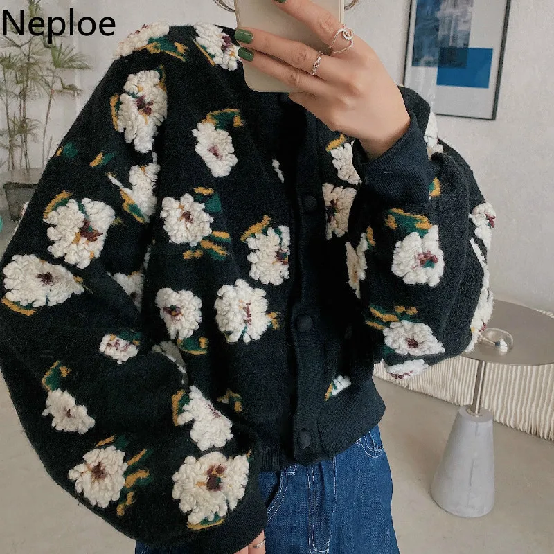 Neploe Floral Jackets Vintage Crop Puff Sleeve Jacket Women Autumn ...