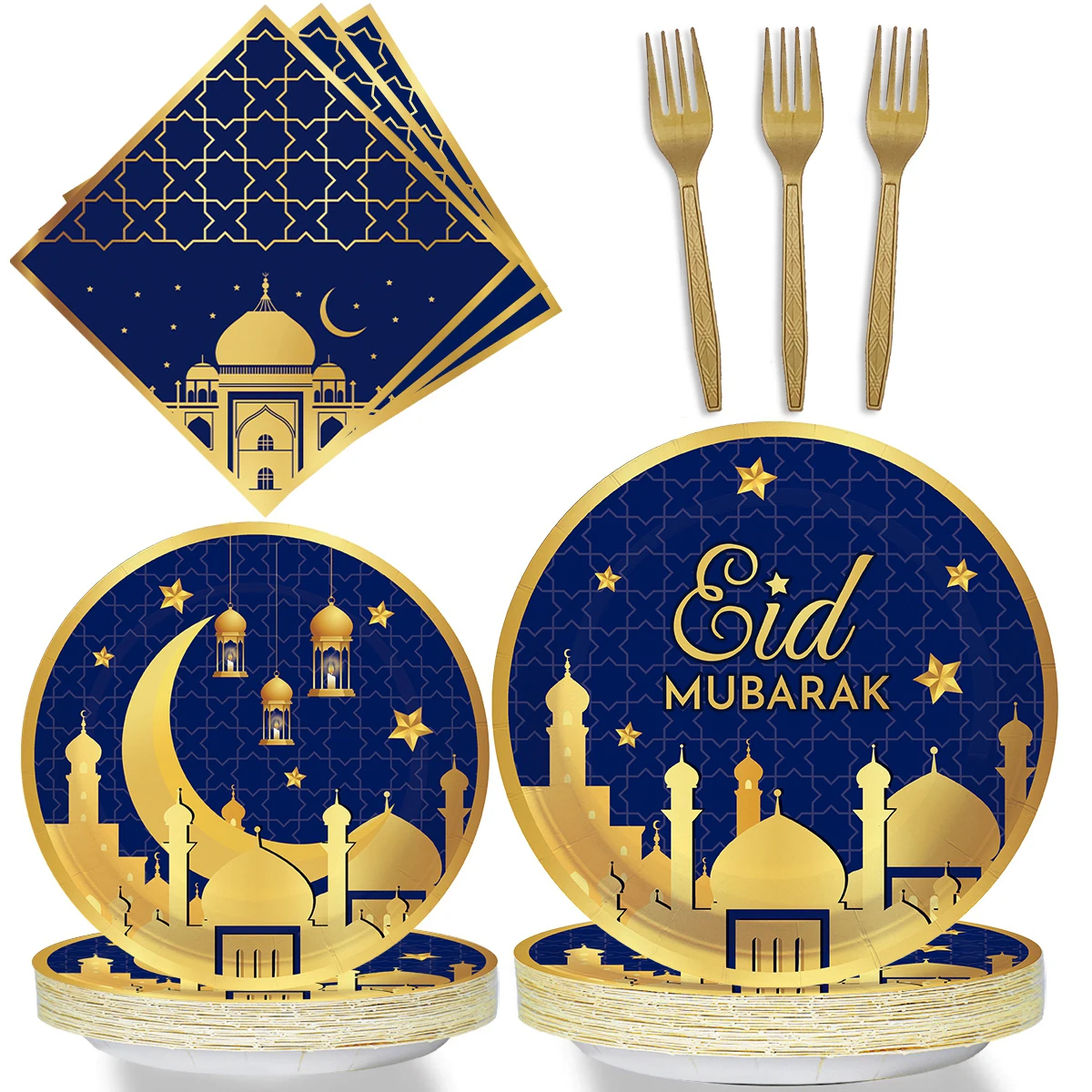 EID-Mubarak-Disposable-Tableware-Paper-Plates-Cup-Napkin-Ramadan-Kareem ...