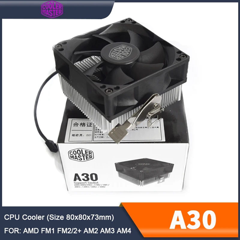 Cooler Master A30 CPU 80mm Quiet Cooler AMD Radiator Fan For FM1 FM2/2 ...