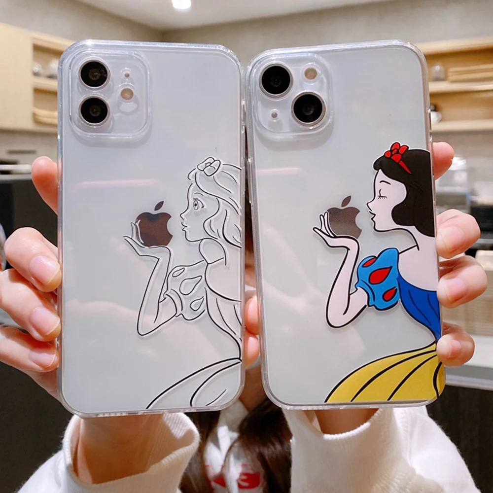 Clear Snow White Phone Case For iPhone 14 11 12 13 Pro Max Mini XS XR 7 ...