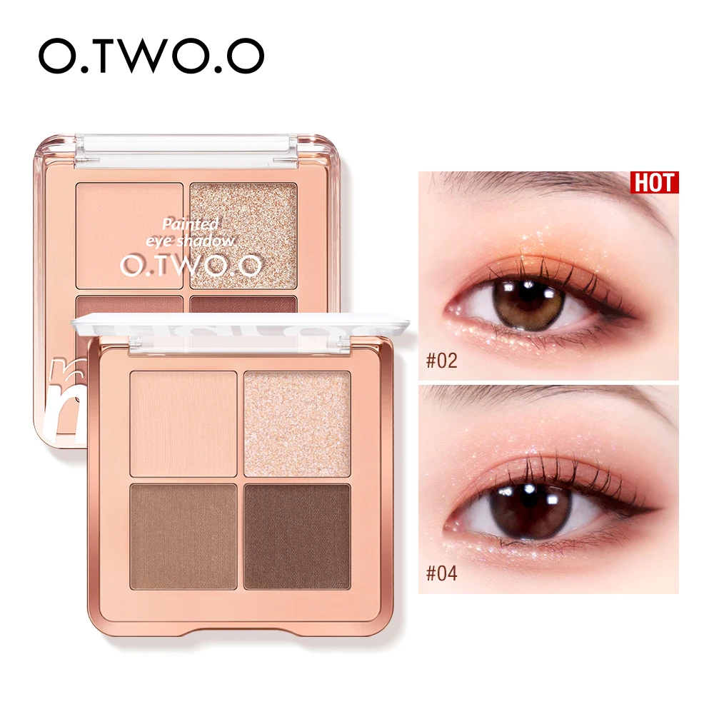 O-TWO-O-Eyeshadow-Palette-Glitter-Eye-Shadow-4-Colors-Matte-Shiny ...