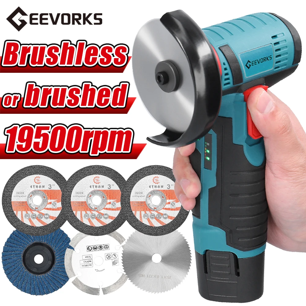 12V-Angle-Grinder-19500rpm-Brushless-Brushed-Grinding-Machine-Cordless ...
