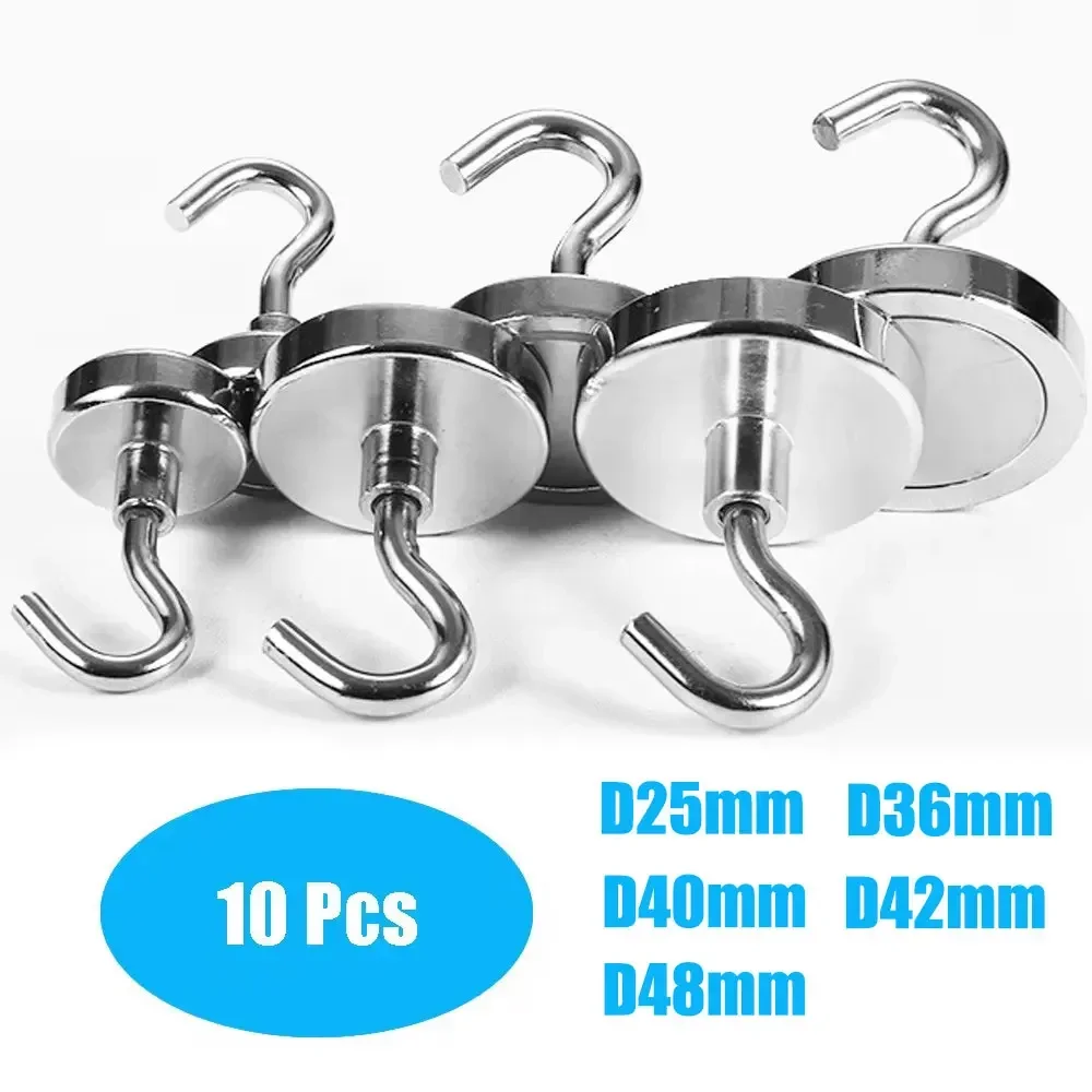 10-Pcs-Strong-Magnetic-Hook-Gravity-Hook-Neodymium-Magnet-Metal-Strong ...