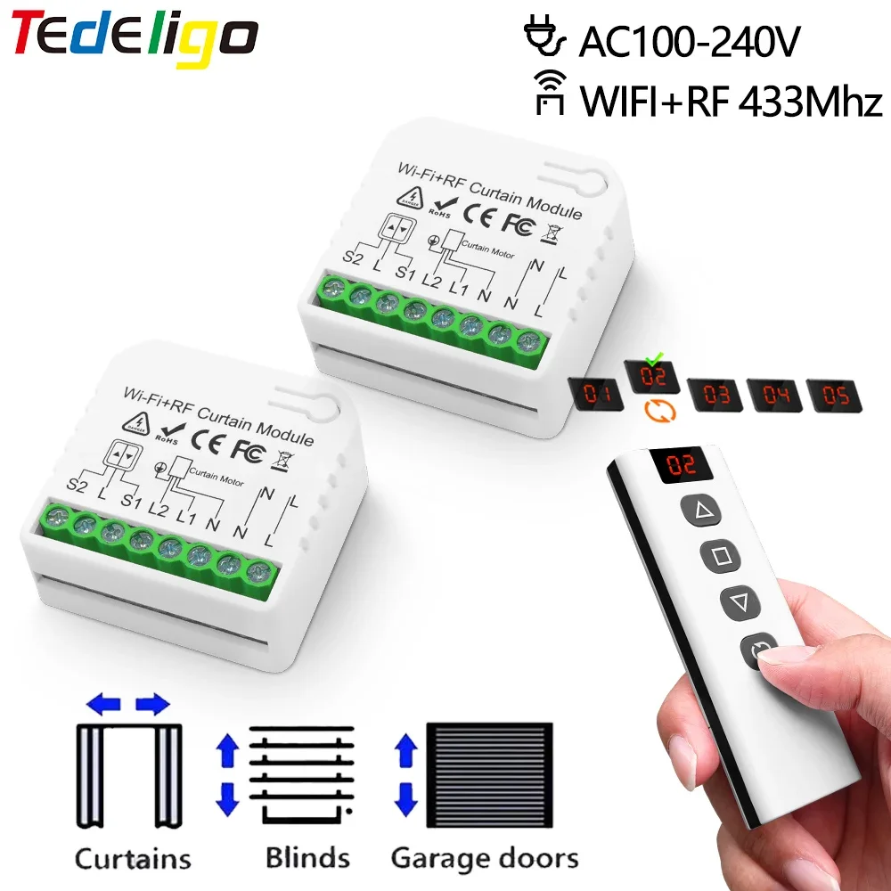 Tuya WiFi Smart Curtain Switch Electric Rolling Shutter App Voice ...