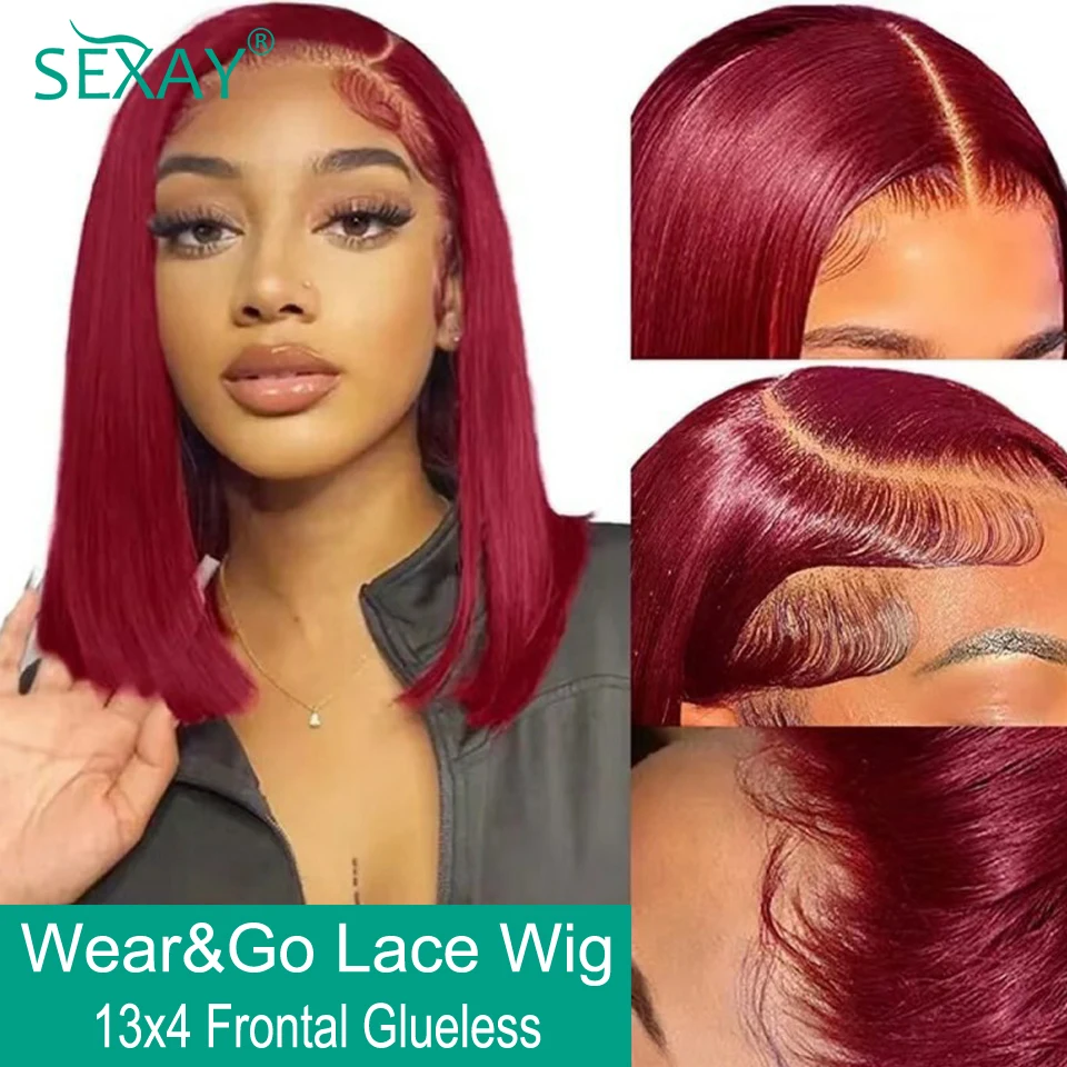 Burgundy-Wear-Go-Glueless-Short-Bob-Lace-Front-Wigs-Pre-Cut-Lace-Sexay ...