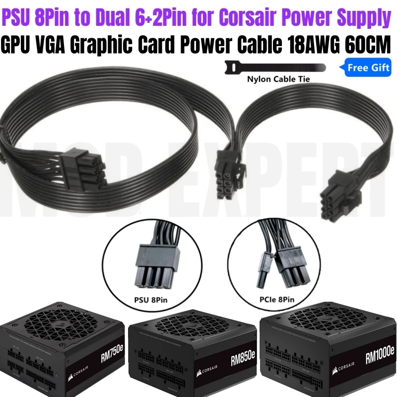 Original-CORSAIR-RM1000e-RM850e-RM750e-PCI-E-Dual-8Pin-6-2Pin-VGA-GPU ...