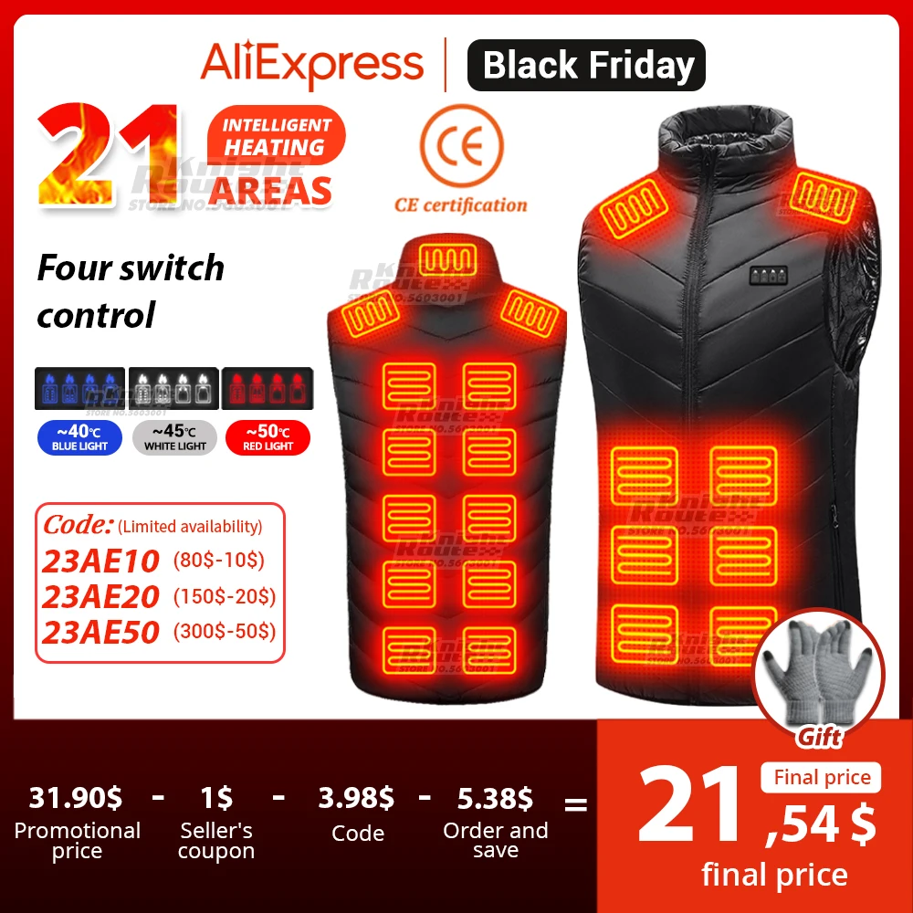 21Areas-Self-Heating-Vest-Four-Switch-Control-Men-Heating-Jacket-USB ...